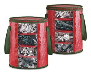 whitmor christmas light storage bags set of 2 red/green