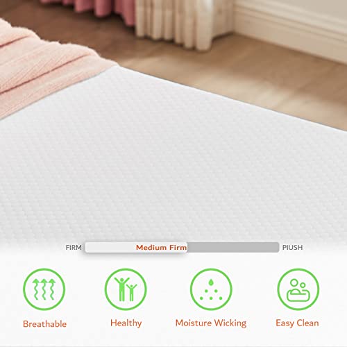 Hbaid Full Size Mattress, 10 Inch Full Gel Memory Foam Mattress for Cool Sleep & Pressure Relief Breathable Cover Medium Firm Mattress in a Box, White, CertiPUR-US Certified