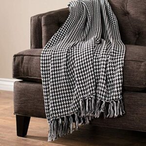 Fennco Styles Houndstooth Fringe Soft Throw Blanket - 50"x60"