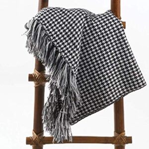 Fennco Styles Houndstooth Fringe Soft Throw Blanket - 50"x60"