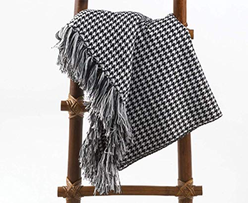 Fennco Styles Houndstooth Fringe Soft Throw Blanket - 50"x60"