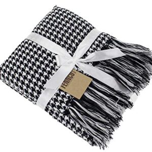 Fennco Styles Houndstooth Fringe Soft Throw Blanket - 50"x60"