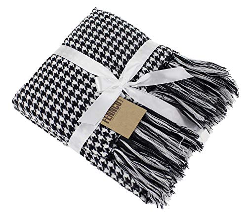 Fennco Styles Houndstooth Fringe Soft Throw Blanket - 50"x60"