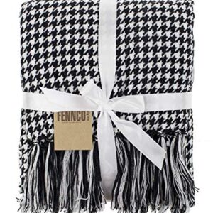 Fennco Styles Houndstooth Fringe Soft Throw Blanket - 50"x60"