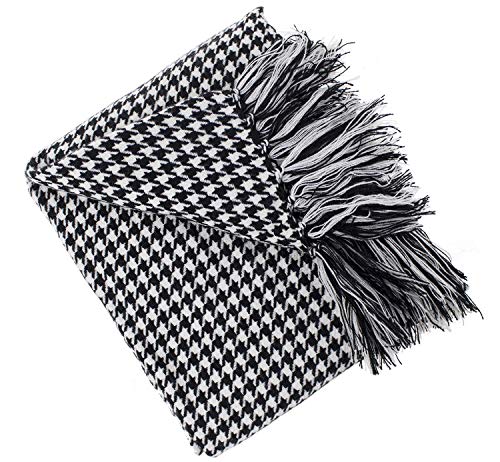 Fennco Styles Houndstooth Fringe Soft Throw Blanket - 50"x60"