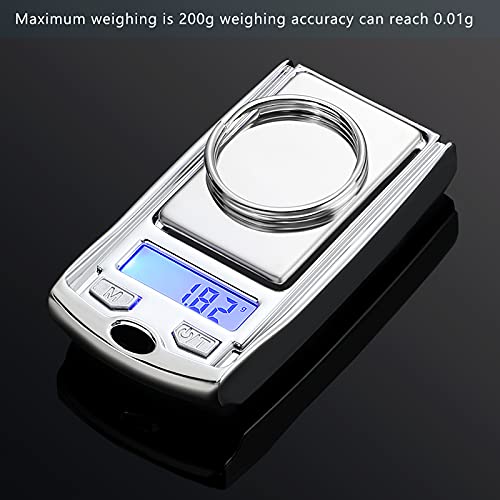 Mini Portable Gram Scale 200g/ 0.01g Mini Digital Pocket Scale Car Key Shape Electronic Scale with Battery for Jewelry, Herb, Food (1 Piece)