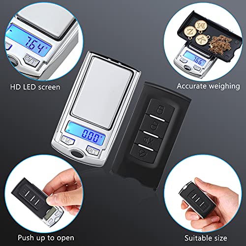 Mini Portable Gram Scale 200g/ 0.01g Mini Digital Pocket Scale Car Key Shape Electronic Scale with Battery for Jewelry, Herb, Food (1 Piece)