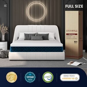 KOMFOTT 10 Inch Full Mattress, Gel Memory Foam Mattress for Cool & Comfy Sleep, CertiPUR-US Certified Mattress w/Breathable Eucalyptus Fiber Cover, Roll-Up Medium Firm Mattress in a Box (Full)