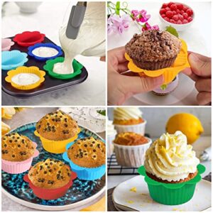 24 Pcs Silicone Muffin Liners with Tabs, Reusable Cupcake Liners for Steel Muffin Pan, Non-Stick Baking Cups for Bakeware Baking Pan & Cupcake Pan