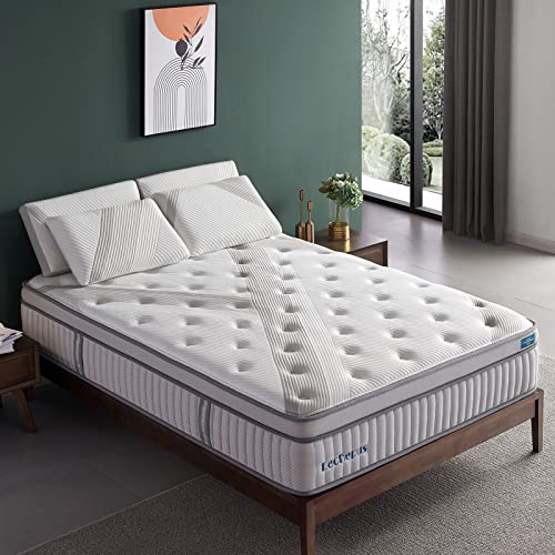 Cal King Size Mattress, Lechepus 14 Inch Hybrid Memory Foam Mattresses with Individual Pocket Spring, Plush Breathable Comfortable Mattress for Cool Sleep & Pressure Relief Certified