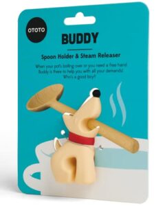 ototo buddy dog kitchen spoon holder - cooking spoon rest for kitchen counter - spatula, ladle holder, kitchen utensil holder - heat resistant & dishwasher safe utensil rest for stove top