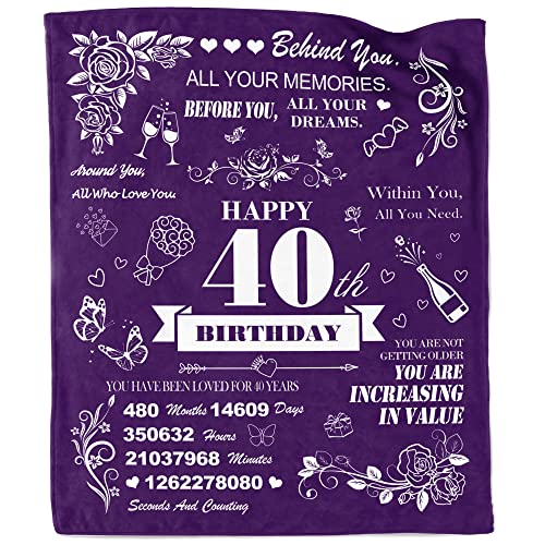 Akoigun 40 Year Old Women Gifts Ideas, 40th Birthday Gifts for Women Throw Blanket 50"x60", Gifts for 40 Year Old Woman, 1983 40th Birthday Decorations for Women, 40 Years Old Women Gift for Birthday