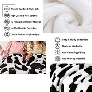 EMKISS Cow Print Blanket and Pillows Set Ultra Soft Cow Throw Blanket Plush Flannel Fleece Warm Cozy Blanket for Adults with 2Pcs Pillows Set for Sofa Couch Travel Camping 50" x 60"