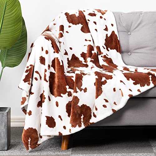 DANGTOP Cow Blanket, Brown Flannel Fleece Cowe Throw, Cozy Soft Warm and Lightweight Throw Blanket, for Kids Adults, Bedroom Decor (Brown, 59x79 inches)