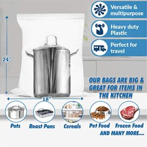 [ 15 COUNT ] - 4 MILL - Heavy Duty Clear Plastic Storage Bags, Huge 5 Gallon Size 18" x 24", Reclosable Slider Top,. Super Thick & Strong for Food Storage, Packaging, Clothing, Shirts, Decorations, Moving, Vacation, Organizing, Artwork