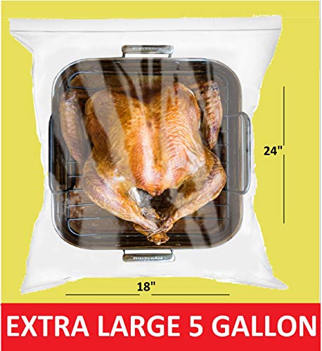 [ 15 COUNT ] - 4 MILL - Heavy Duty Clear Plastic Storage Bags, Huge 5 Gallon Size 18" x 24", Reclosable Slider Top,. Super Thick & Strong for Food Storage, Packaging, Clothing, Shirts, Decorations, Moving, Vacation, Organizing, Artwork