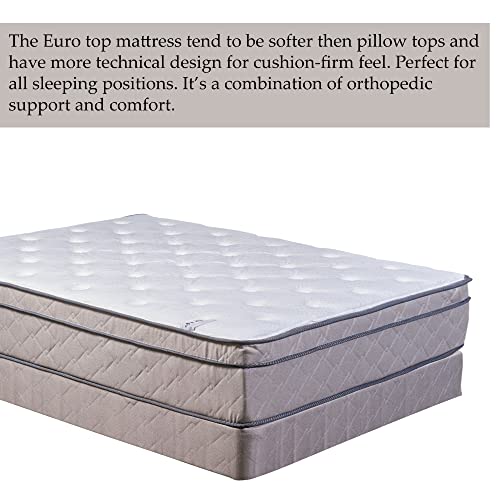 Mattress Comfort, 13-Inch Soft Foam Encased Hybrid Eurotop Pillowtop Memory Foam Gel Innerspring Mattress & 8" Wood Box Spring Set, Full XL