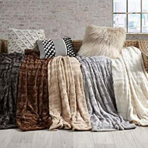 Swift Home® Embossed Faux Fur Throw Blanket & Bedspread - Luxurious Over-Sized Faux Fur Bed Throw Blanket -King, 108" x 86", Cream