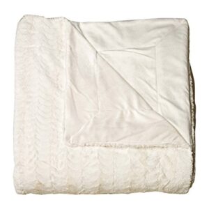 Swift Home® Embossed Faux Fur Throw Blanket & Bedspread - Luxurious Over-Sized Faux Fur Bed Throw Blanket -King, 108" x 86", Cream