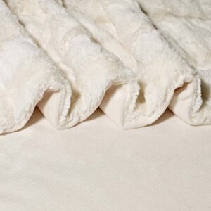 Swift Home® Embossed Faux Fur Throw Blanket & Bedspread - Luxurious Over-Sized Faux Fur Bed Throw Blanket -King, 108" x 86", Cream