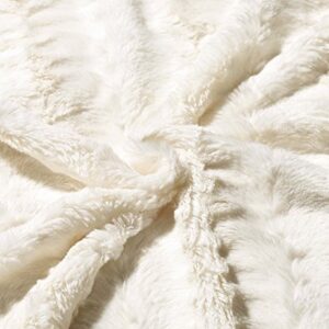 Swift Home® Embossed Faux Fur Throw Blanket & Bedspread - Luxurious Over-Sized Faux Fur Bed Throw Blanket -King, 108" x 86", Cream