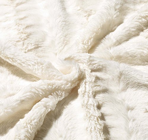 Swift Home® Embossed Faux Fur Throw Blanket & Bedspread - Luxurious Over-Sized Faux Fur Bed Throw Blanket -King, 108" x 86", Cream