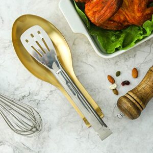 BETTWILL Gold Spoon Rest for Kitchen Counter, Stainless Steel Spoon Holder for Stove Top, Spatula Ladle Spoon Utensils Holder, Gold Kitchen Accessories, Gold Cooking Utensiles, Dishwasher Safe