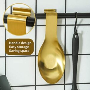 BETTWILL Gold Spoon Rest for Kitchen Counter, Stainless Steel Spoon Holder for Stove Top, Spatula Ladle Spoon Utensils Holder, Gold Kitchen Accessories, Gold Cooking Utensiles, Dishwasher Safe