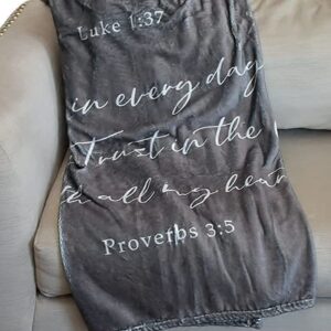 Double Creek Lightweight Scripture Throw Blanket Inspirational Verses Philippians 4:13, Luke 1:37, Proverbs 3:5, Comfort Blanket 50"x 60" Get Well Gift Men Women