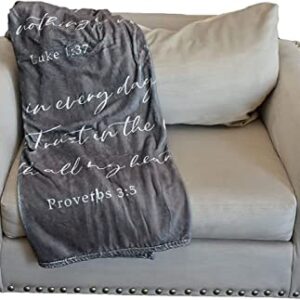 Double Creek Lightweight Scripture Throw Blanket Inspirational Verses Philippians 4:13, Luke 1:37, Proverbs 3:5, Comfort Blanket 50"x 60" Get Well Gift Men Women