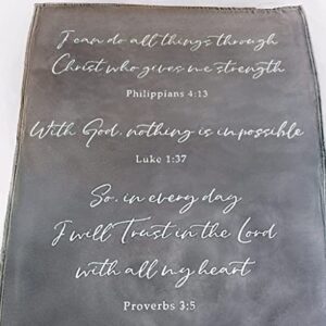 Double Creek Lightweight Scripture Throw Blanket Inspirational Verses Philippians 4:13, Luke 1:37, Proverbs 3:5, Comfort Blanket 50"x 60" Get Well Gift Men Women