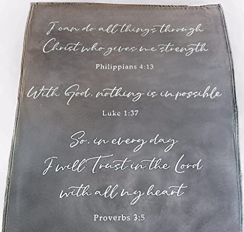 Double Creek Lightweight Scripture Throw Blanket Inspirational Verses Philippians 4:13, Luke 1:37, Proverbs 3:5, Comfort Blanket 50"x 60" Get Well Gift Men Women