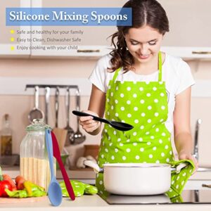 4 Pieces Large Silicone Mixing Spoon Heat Resistant Silicone Basting Spoon Utensil Spoon Non Stick Serving Spoon for Mixing, Baking, Serving (Red, Black, Blue, Gray)