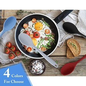 4 Pieces Large Silicone Mixing Spoon Heat Resistant Silicone Basting Spoon Utensil Spoon Non Stick Serving Spoon for Mixing, Baking, Serving (Red, Black, Blue, Gray)