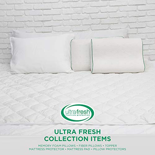 BioPEDIC Clean 2.5-Inch Fiberfill Mattress Topper Odor and Anti-Stain Ultra-Fresh Treated Fabric, Queen, White