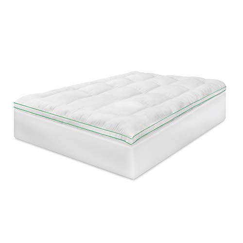 BioPEDIC Clean 2.5-Inch Fiberfill Mattress Topper Odor and Anti-Stain Ultra-Fresh Treated Fabric, Queen, White