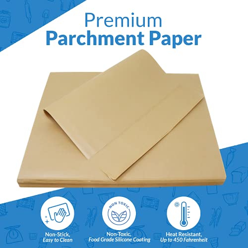 Reli. 500 Pcs Parchment Paper Sheets, Bulk | 12x16 in. | Brown Parchment Sheets/Baking Paper | Non-Stick, Pre-Cut Pan Liners | Brown | Parchment Paper Sheets for Baking, Air Fryer, Grilling