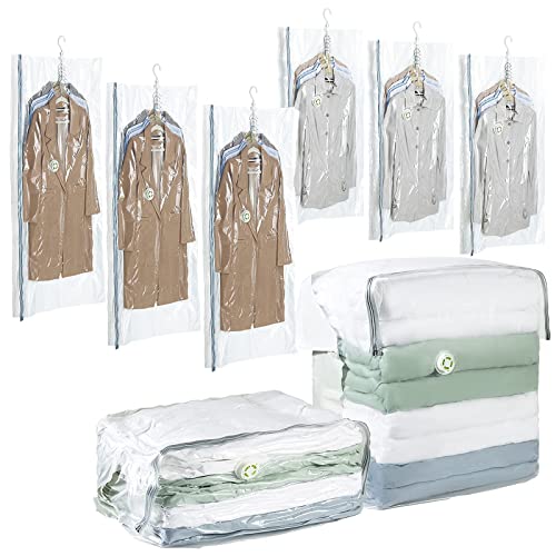 TAILI Hanging Vacuum Storage Bags Variety 6 Pack and Super Jumbo Cube Space Saver Vacuum Storage Bags 6 Pack