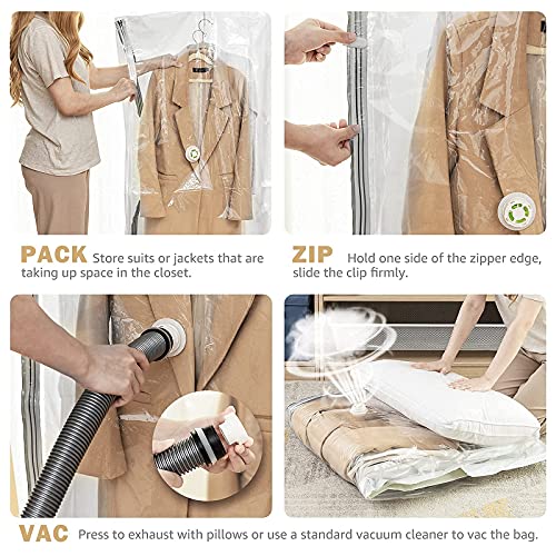 TAILI Hanging Vacuum Storage Bags Variety 6 Pack and Super Jumbo Cube Space Saver Vacuum Storage Bags 6 Pack