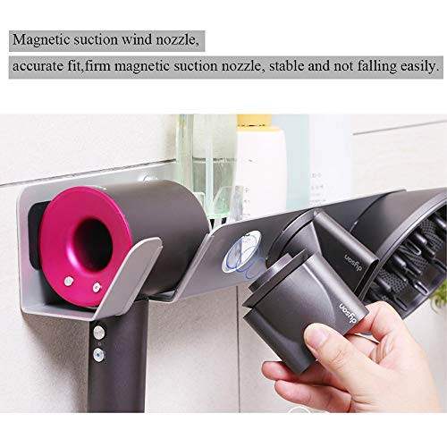 Hosoncovy Hairdryer Wall Mount Holder Stand Blow Dryer Rack Hook Organizer for for Dyson Supersonic Hair Dryer (Rose Gold)