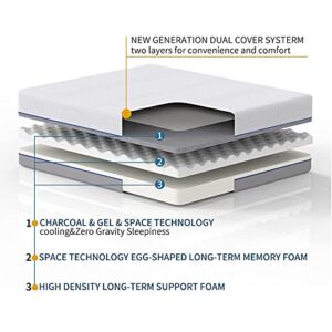 JXMS 8 Inch Twin Mattress - Infused Gel Memory Foam Mattress Gel Memory Foam Medium Firm, Back Pain Relief for Cool Sleep Supportive & Pressure Relief