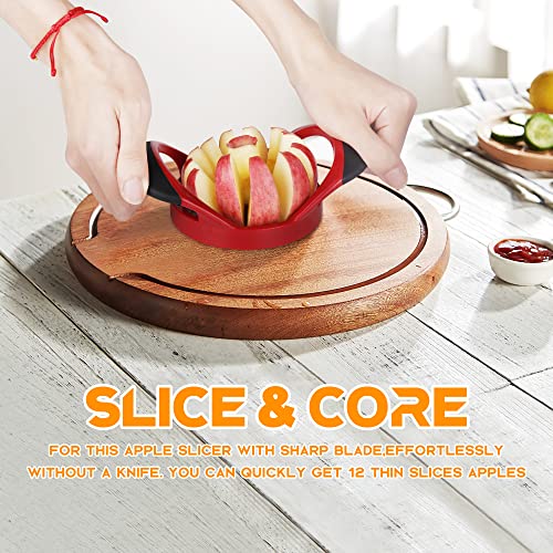 Supercenter Apple Cutter, Apple Corer and Slicer - Stainless Steel Apple Corer - 4.72 Inch Apple Slicer Tool with 12 Super Sharp Blades, lightweight Apple Slicer and Corer with Anti-slip Handle