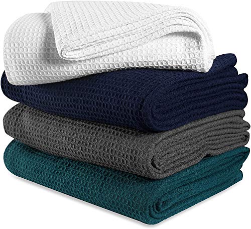 WOVEN ST. Throw Cotton Bedspread - Traditionally Woven - 50 x 60 Inches Throw Over Blankets - 100% Cotton Bed Blankets for Couch, Chair, Bed - Soft, Cozy & Comfortable - Charcoal