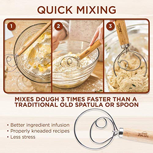 Danish Dough Whisk Bread Mixer - Hook Dutch Pizza Dough Making Bread Mixer Whisk Hooks Accessories Wisks - Great As A Gift