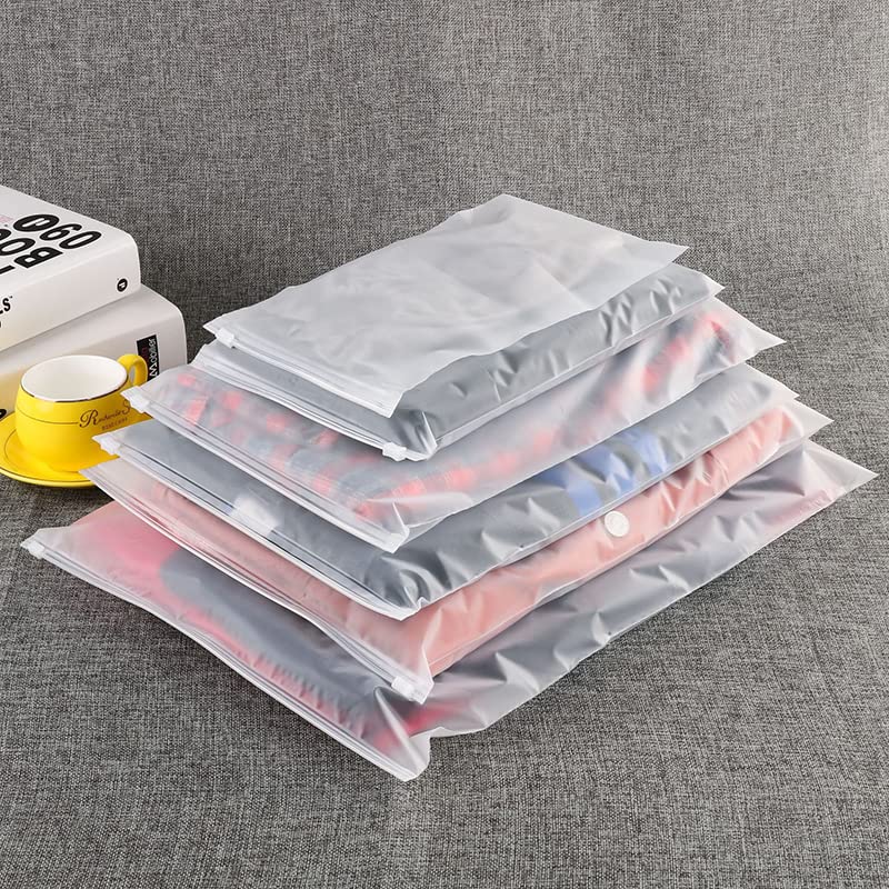 Muka 50 PCS Frosted Slider Zip Bags, Slider Clothes Storage Bags, Reusable Bag Extra Large, 10" x 12"