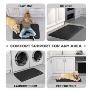 Matessenz Kitchen Floor Mat, 1/2 Inch Thick Cushioned Kitchen Rugs, Comfort Anti Fatigue Mat, Nonskid Waterproof Standing Desk Mat for Office, Sink, Laundry(17.3X28'',Black)