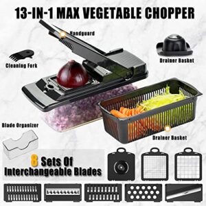 EOIBIS Vegetable Chopper, Pro Onion Chopper, 13-in-1 Mandoline Slicer professional food Chopper multifunctional Vegetable Chopper and Slicer, Dicing Machine, Kitchen Gadgets Sets with Container(Black)