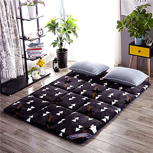 HLCUI Japanese Futon Tatami Cushion Mattress,Thick Foldable Flannel Mattress Student Dormitory Tatami Single Double Mattressfloor Mat,Non-Slip Sleeping Pillow Foldable Bed Mattress,B,90200CM