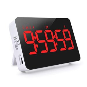 persuper digital timer kitchen timer count down up rechargeble kitchen gadgets vibration mode adjustable volume and brightness led display time management for cook, desk, kids adults study teaching