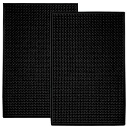 S&T INC. Rubber Bar Mats, Coffee Maker Mats, or Countertop Spill Mats, 11.9 Inch x 17.8 Inch, Black, 2PK